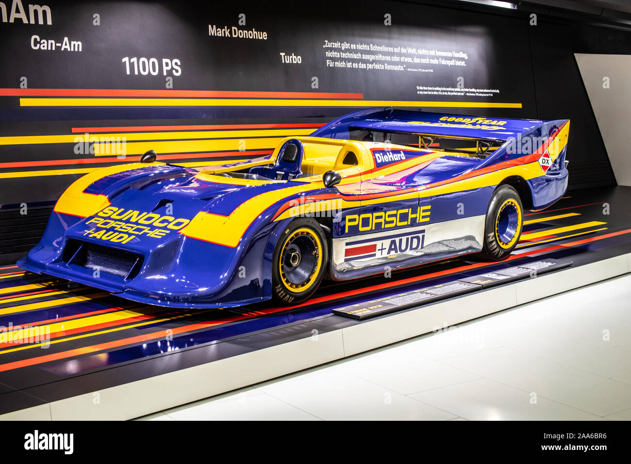 Collection of Porsche cars on display at Porsche Museum in Stuttgart ...