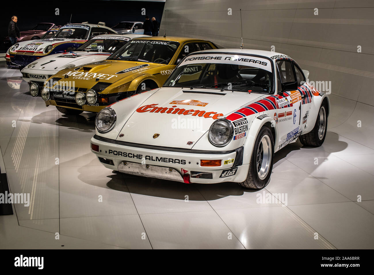 Collection of Porsche cars on display at Porsche Museum in Stuttgart ...