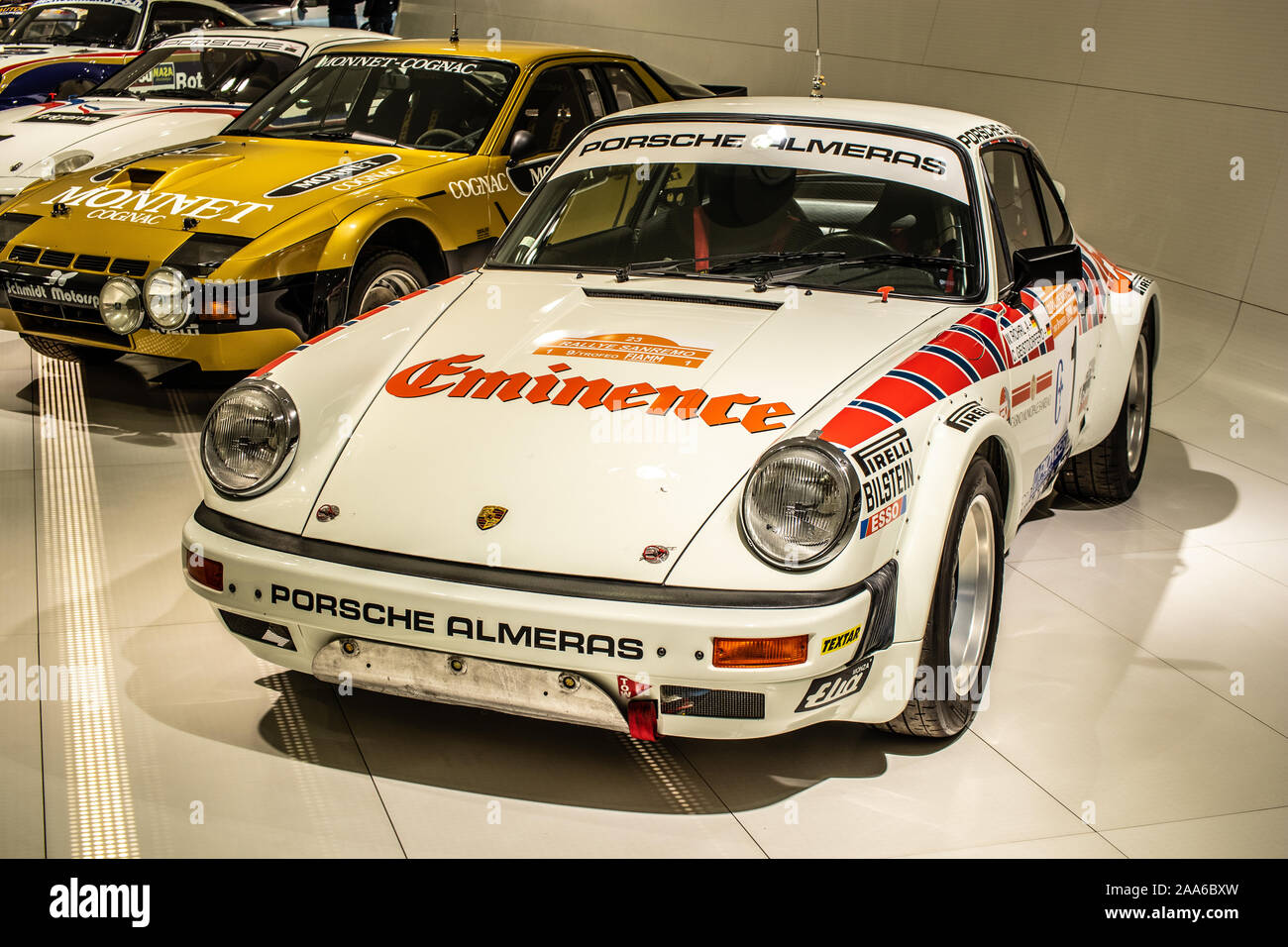 Collection of Porsche cars on display at Porsche Museum in Stuttgart ...