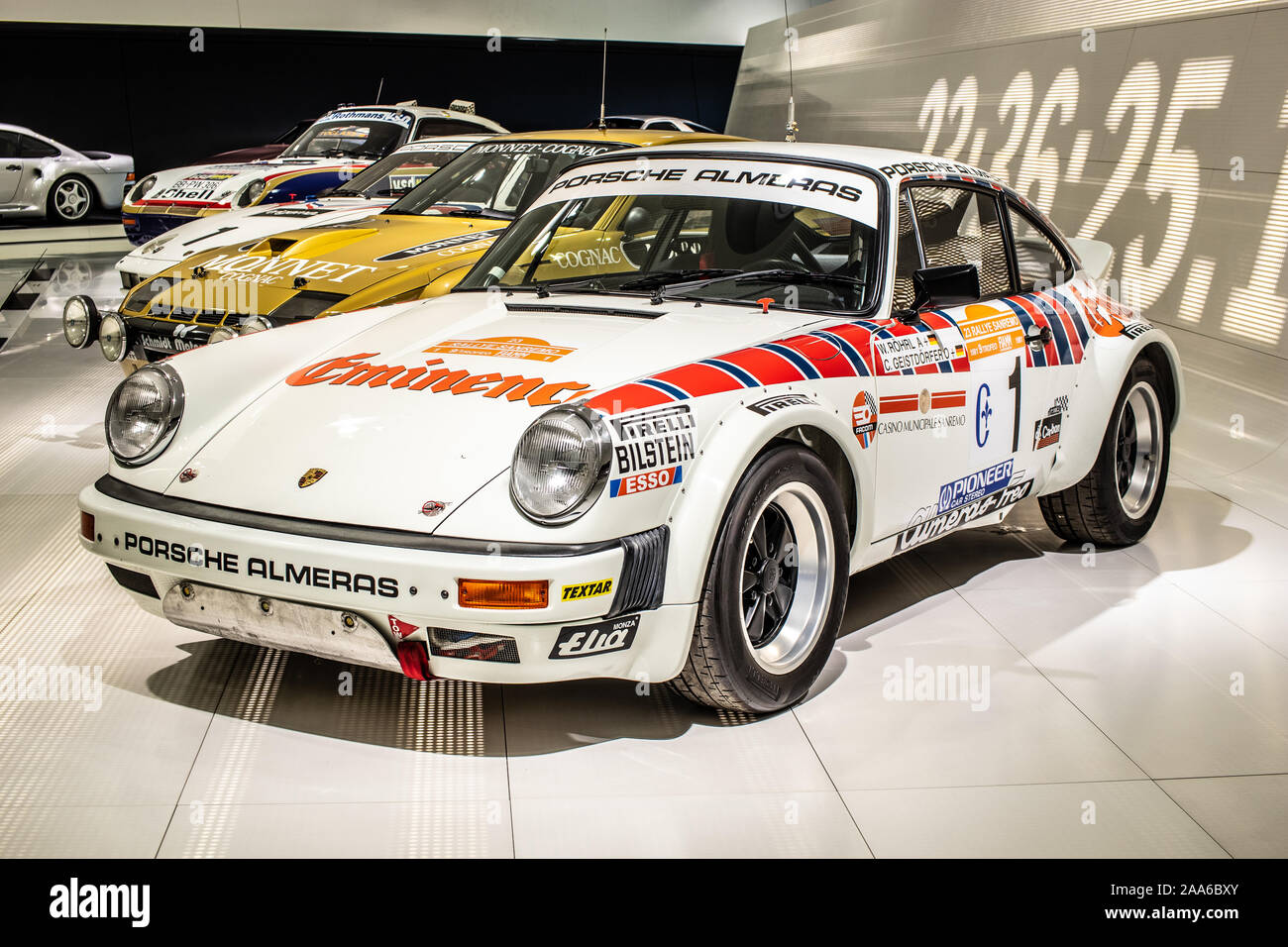 Collection of Porsche cars on display at Porsche Museum in Stuttgart ...