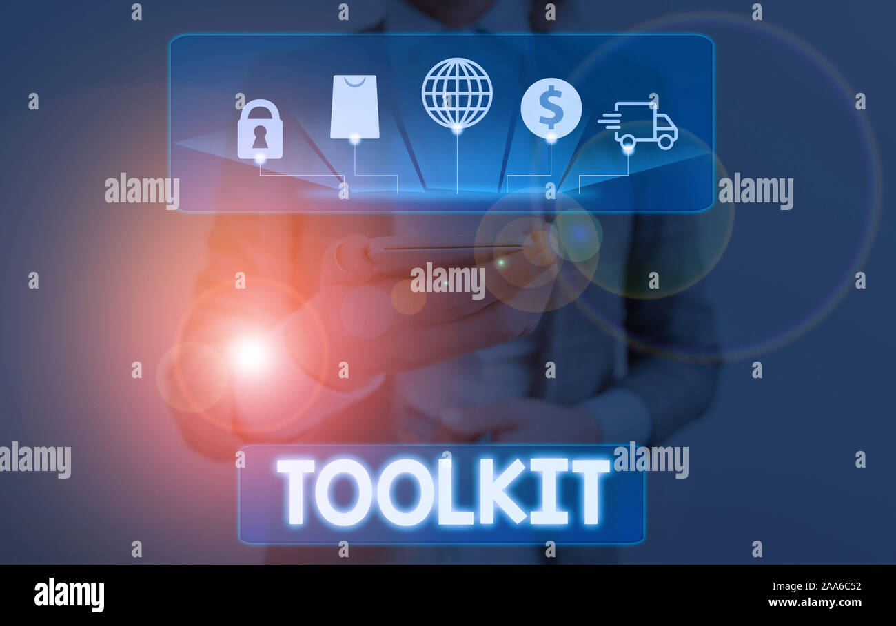 Conceptual hand writing showing Toolkit. Concept meaning set of tools ...