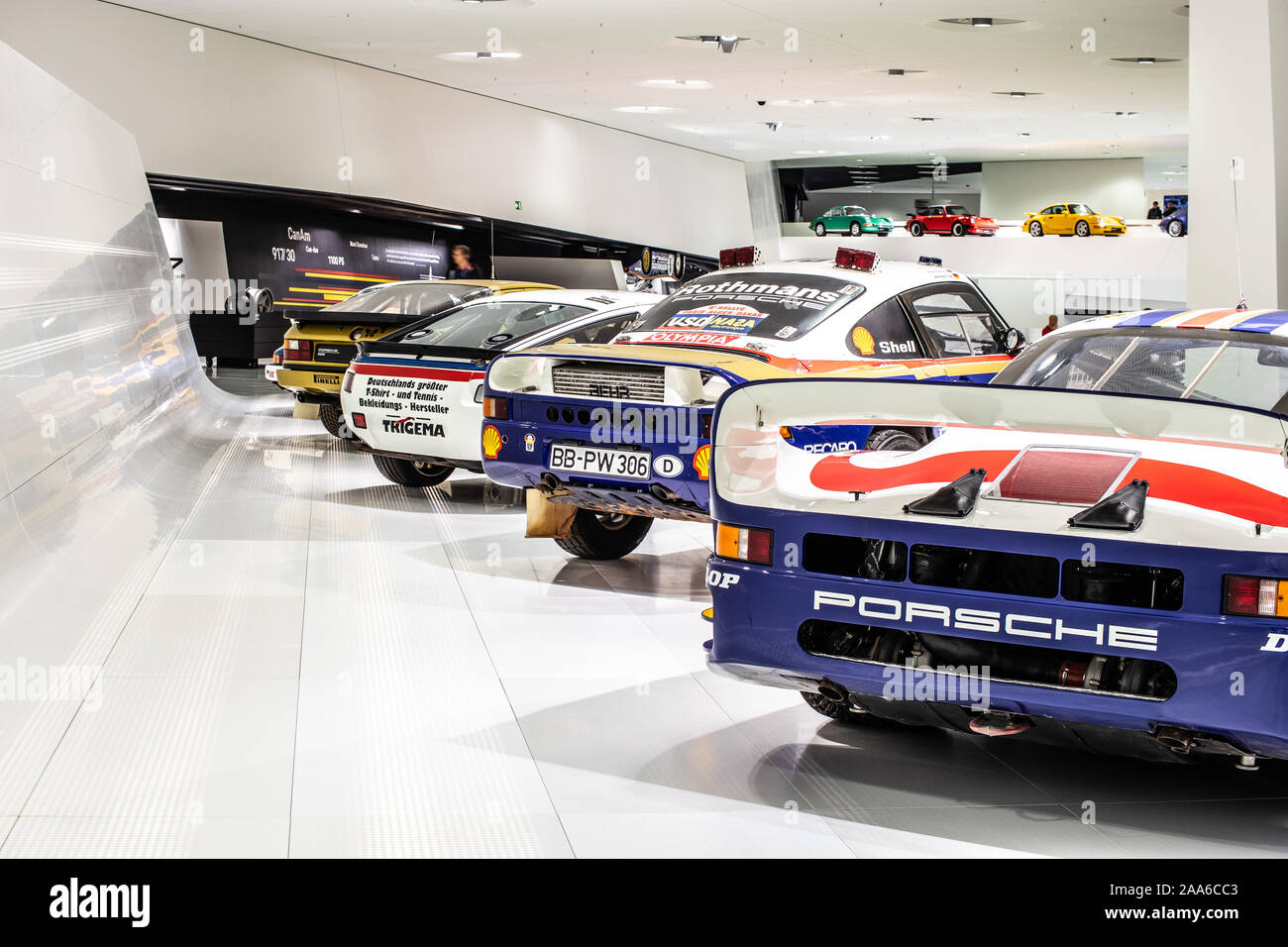 Collection of Porsche cars on display at Porsche Museum in Stuttgart ...