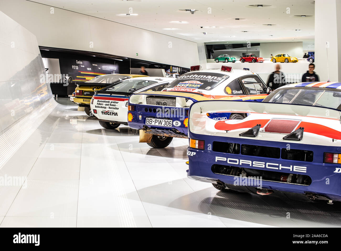 Collection of Porsche cars on display at Porsche Museum in Stuttgart ...