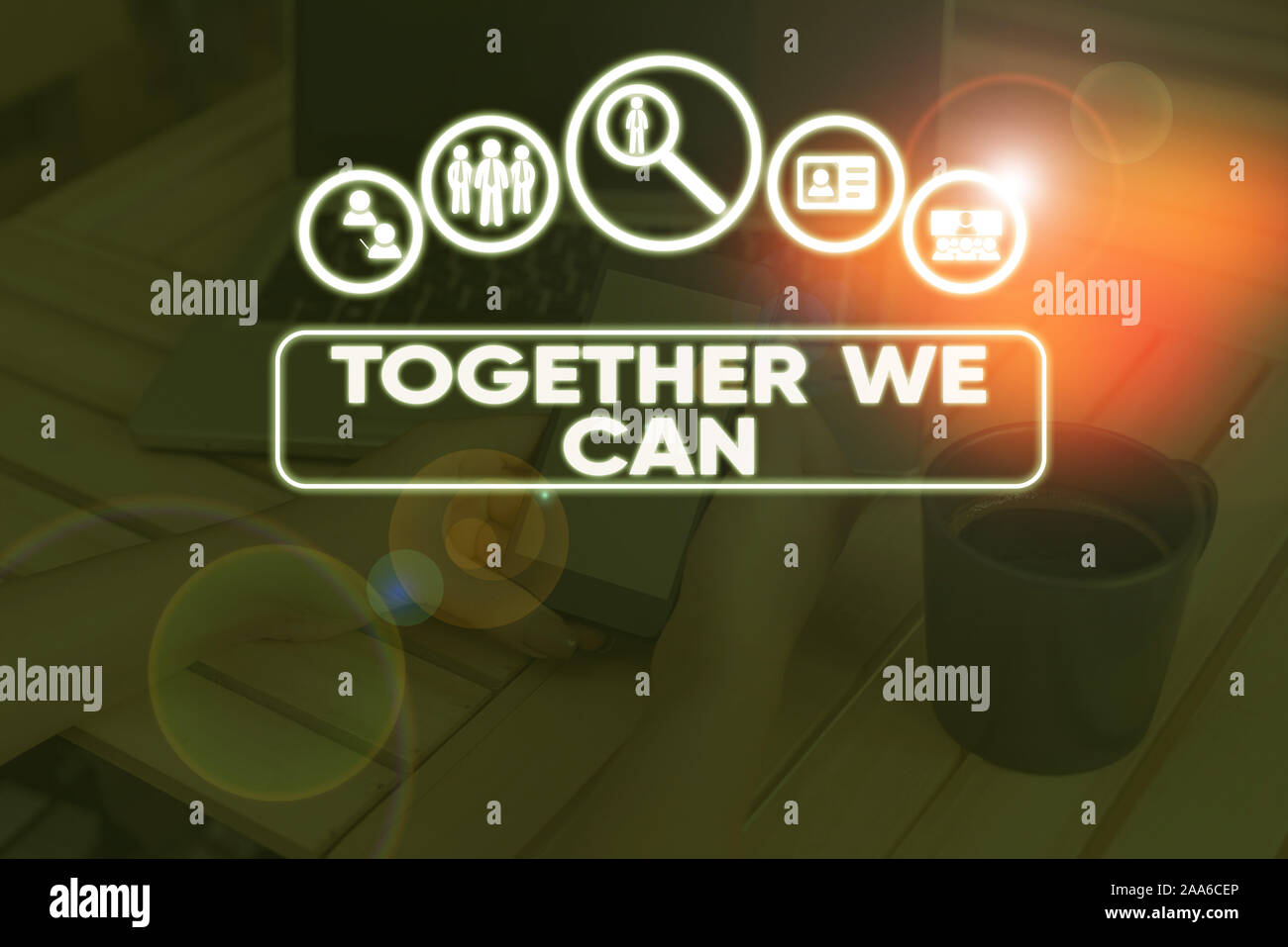 Conceptual hand writing showing Together We Can. Concept meaning unity ...