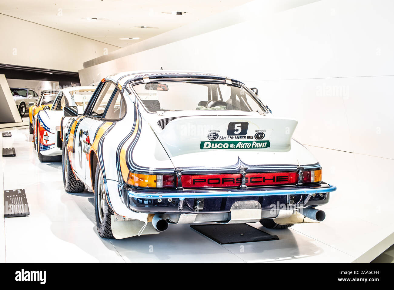 Collection of Porsche cars on display at Porsche Museum in Stuttgart ...