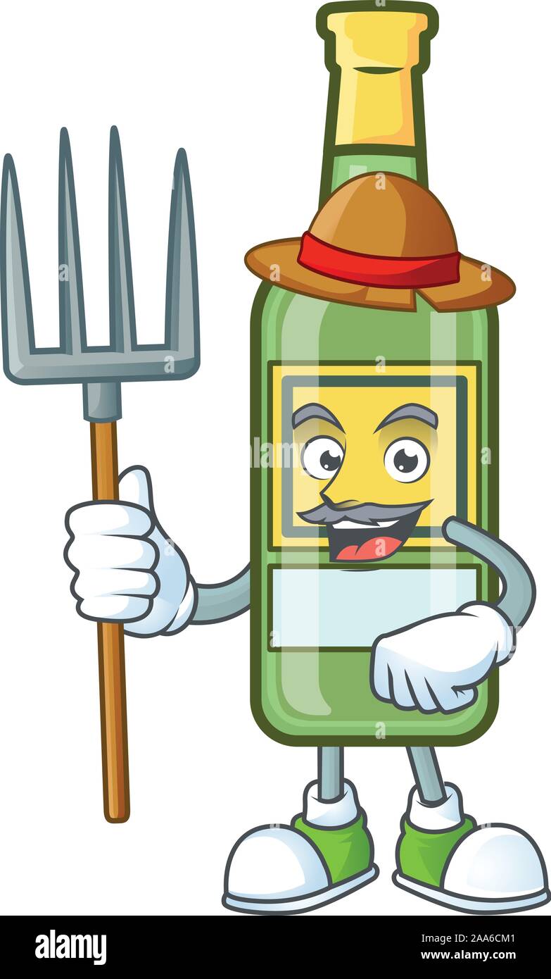 Cartoon whiskey bottle with character shape farmer Stock Vector Image ...