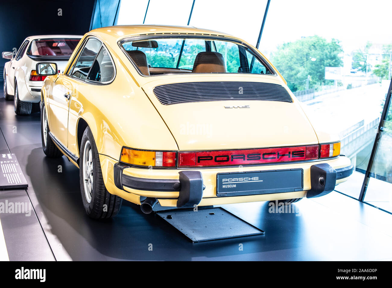 Collection of Porsche cars on display at Porsche Museum in Stuttgart ...