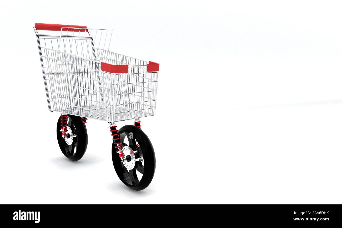 Speed shopping car, 3d render Stock Photo - Alamy