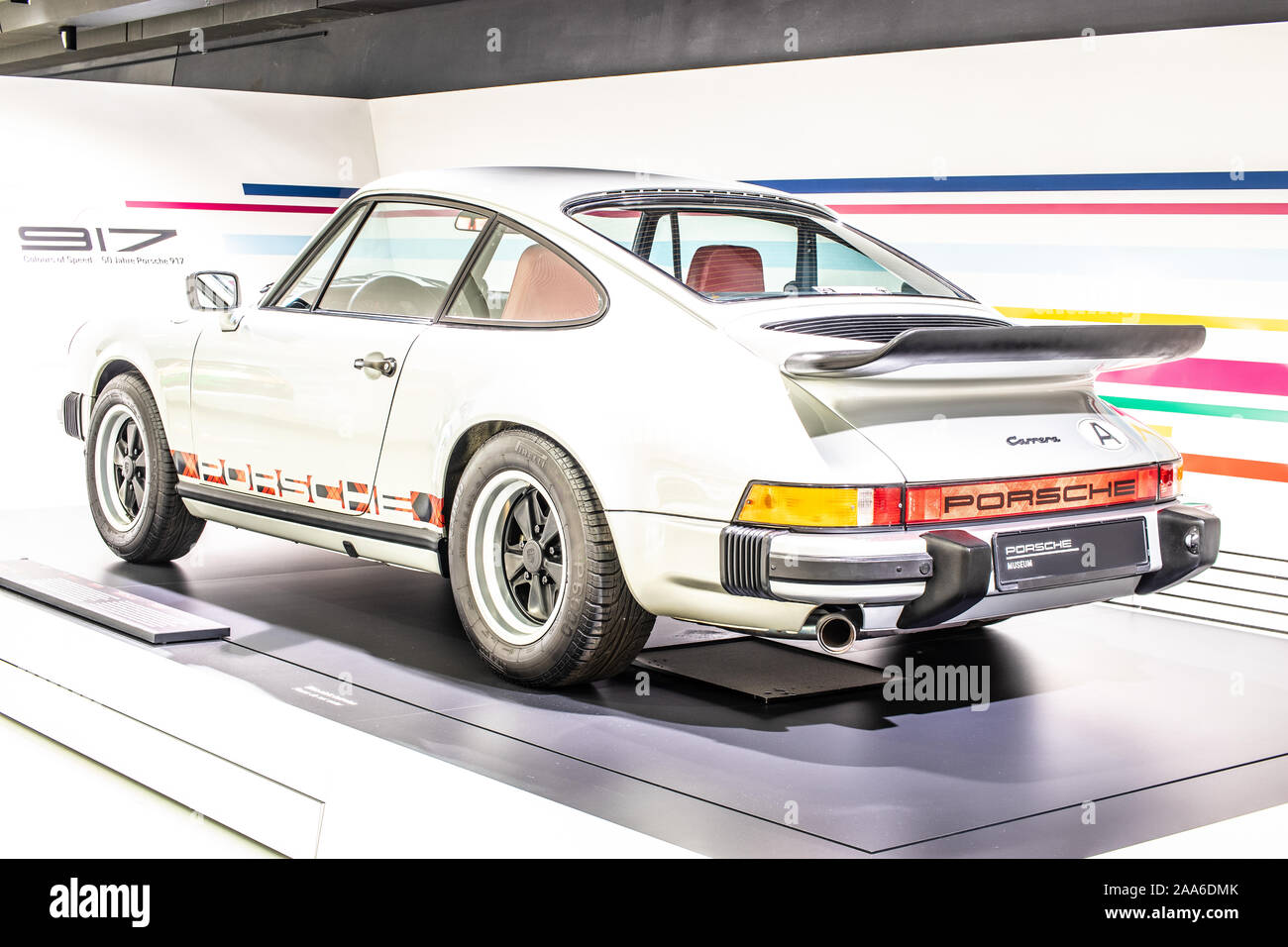Collection of Porsche cars on display at Porsche Museum in Stuttgart ...