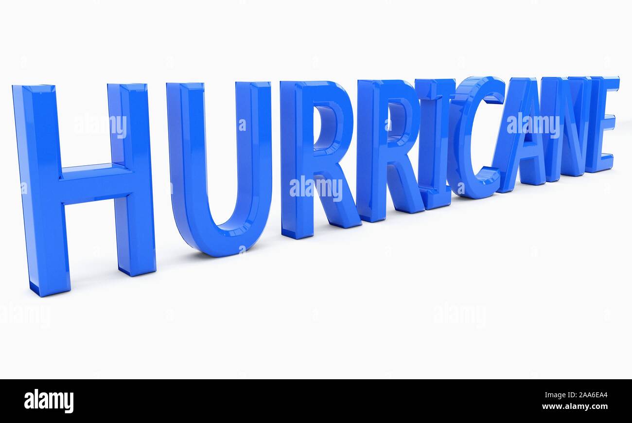 HURRICANE text of background, 3d render Stock Photo - Alamy