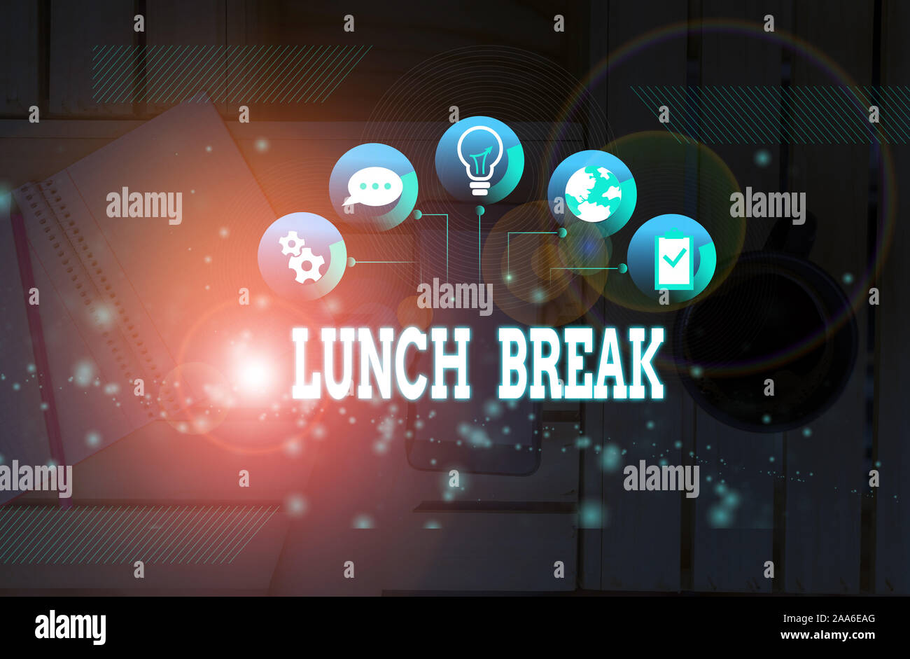 Handwriting text Lunch Break. Conceptual photo time when a ...