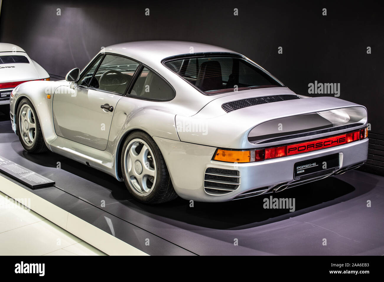 Collection of Porsche cars on display at Porsche Museum in Stuttgart ...