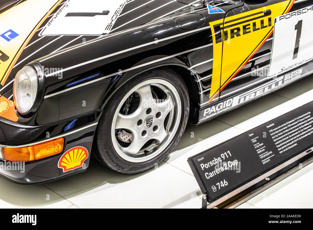 Collection of Porsche cars on display at Porsche Museum in Stuttgart ...