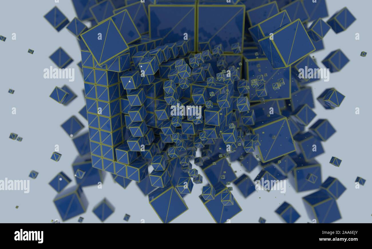 Abstract wireframe cubes, 3d render Stock Photo - Alamy