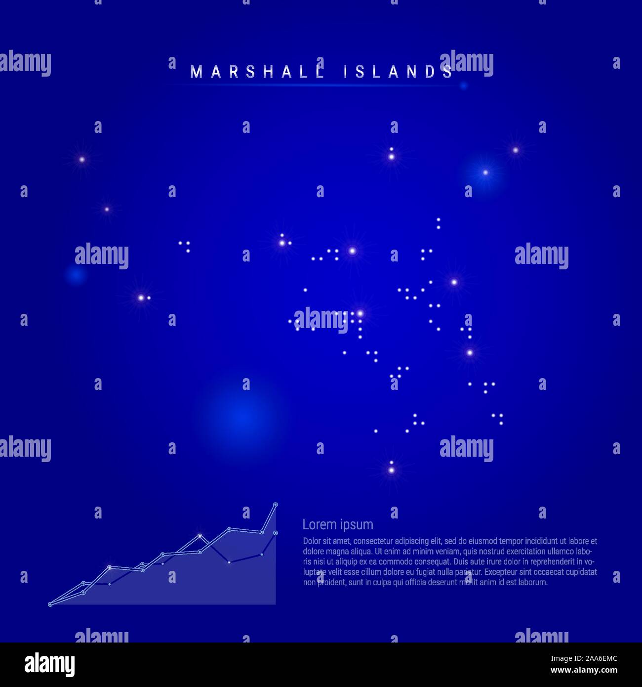 Marshall Islands illuminated map with glowing dots. Infographics ...