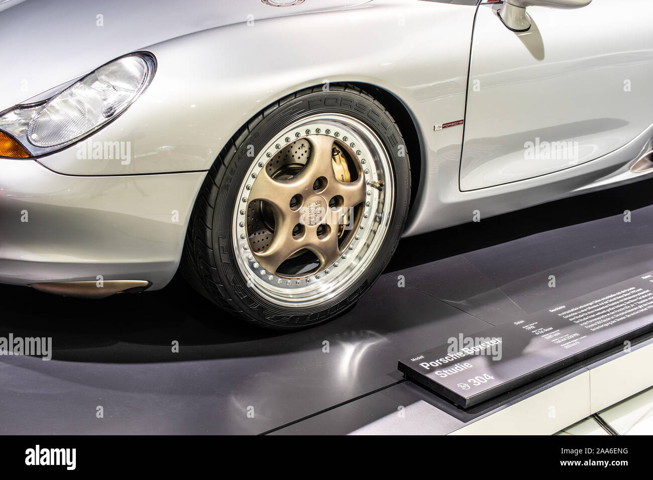 Collection of Porsche cars on display at Porsche Museum in Stuttgart ...