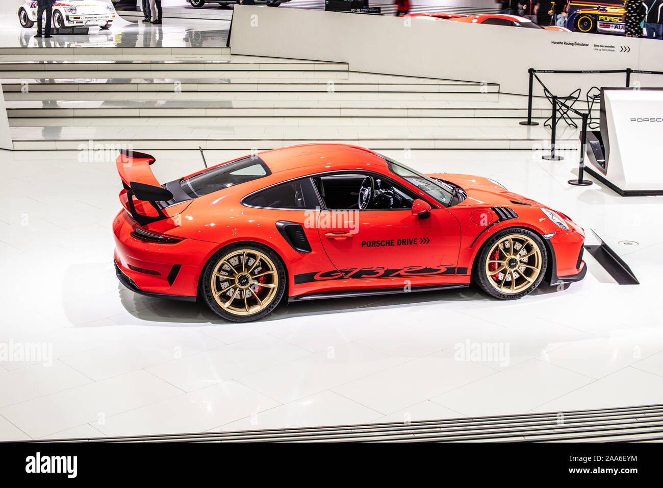 Collection of Porsche cars on display at Porsche Museum in Stuttgart ...