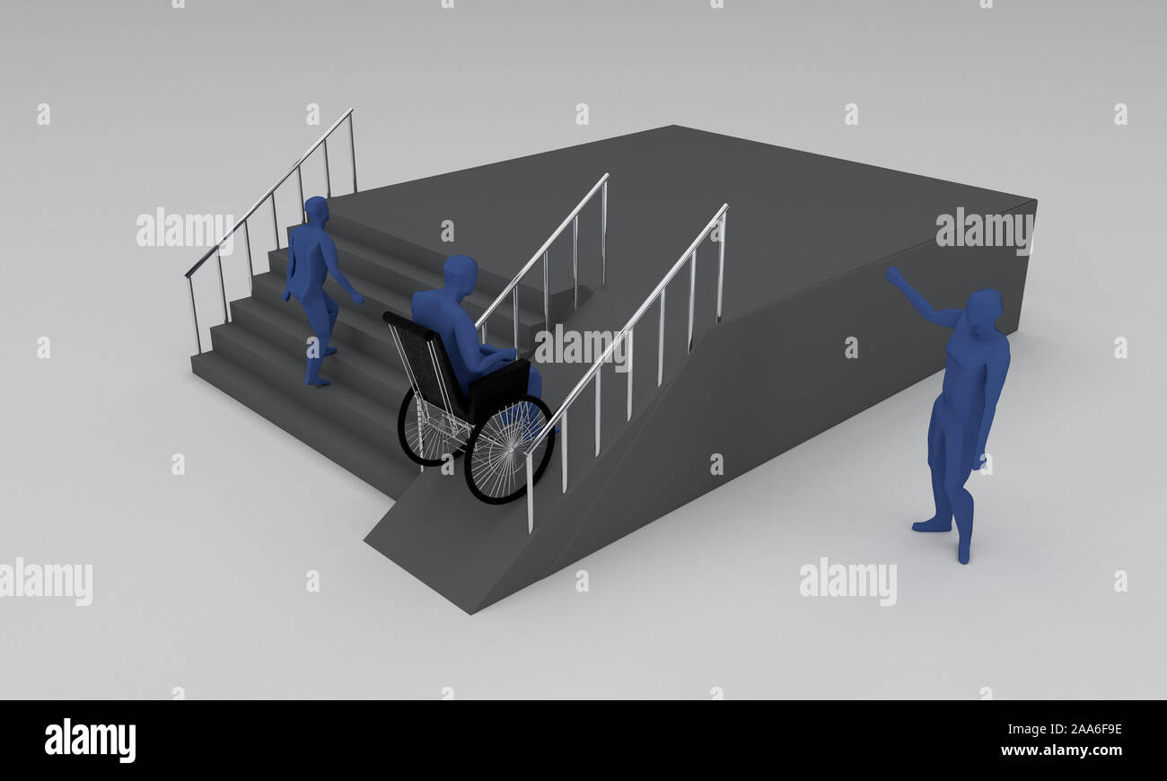 Disabled ladder concept, humans 3d rendering Stock Photo - Alamy