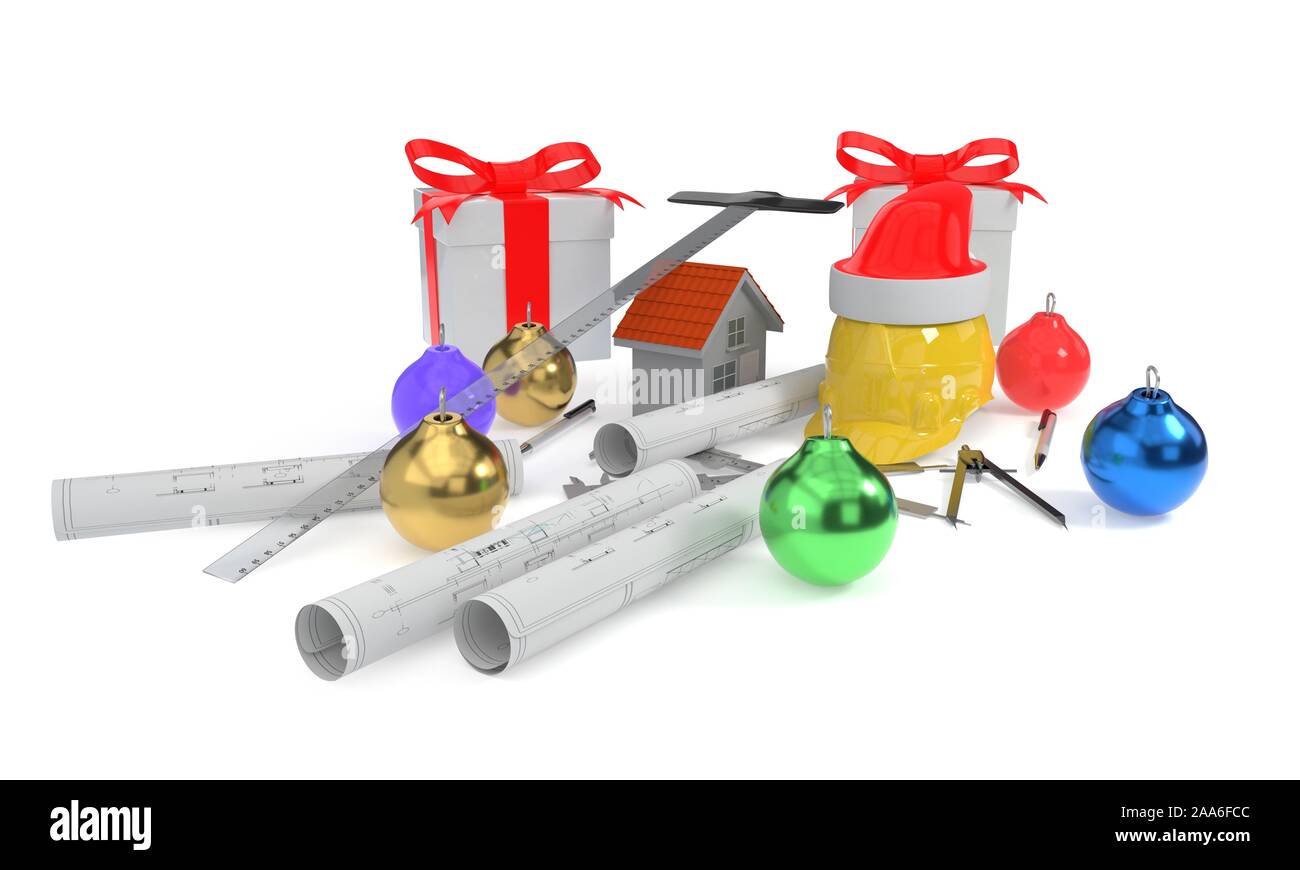 Construction work Christmas background,isolated 3d render Stock Photo ...