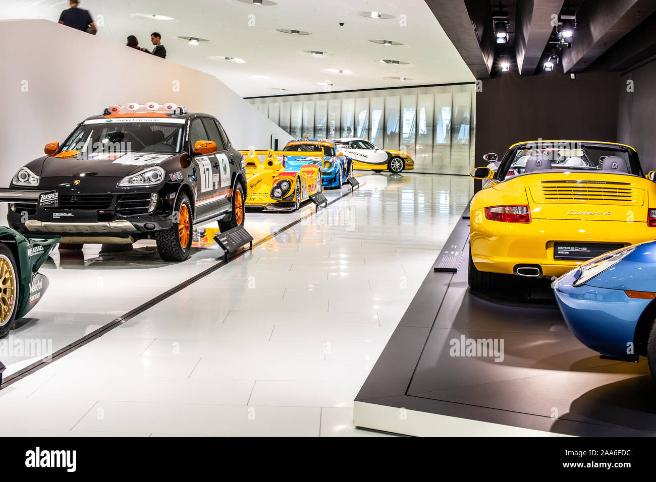 Collection of Porsche cars on display at Porsche Museum in Stuttgart ...