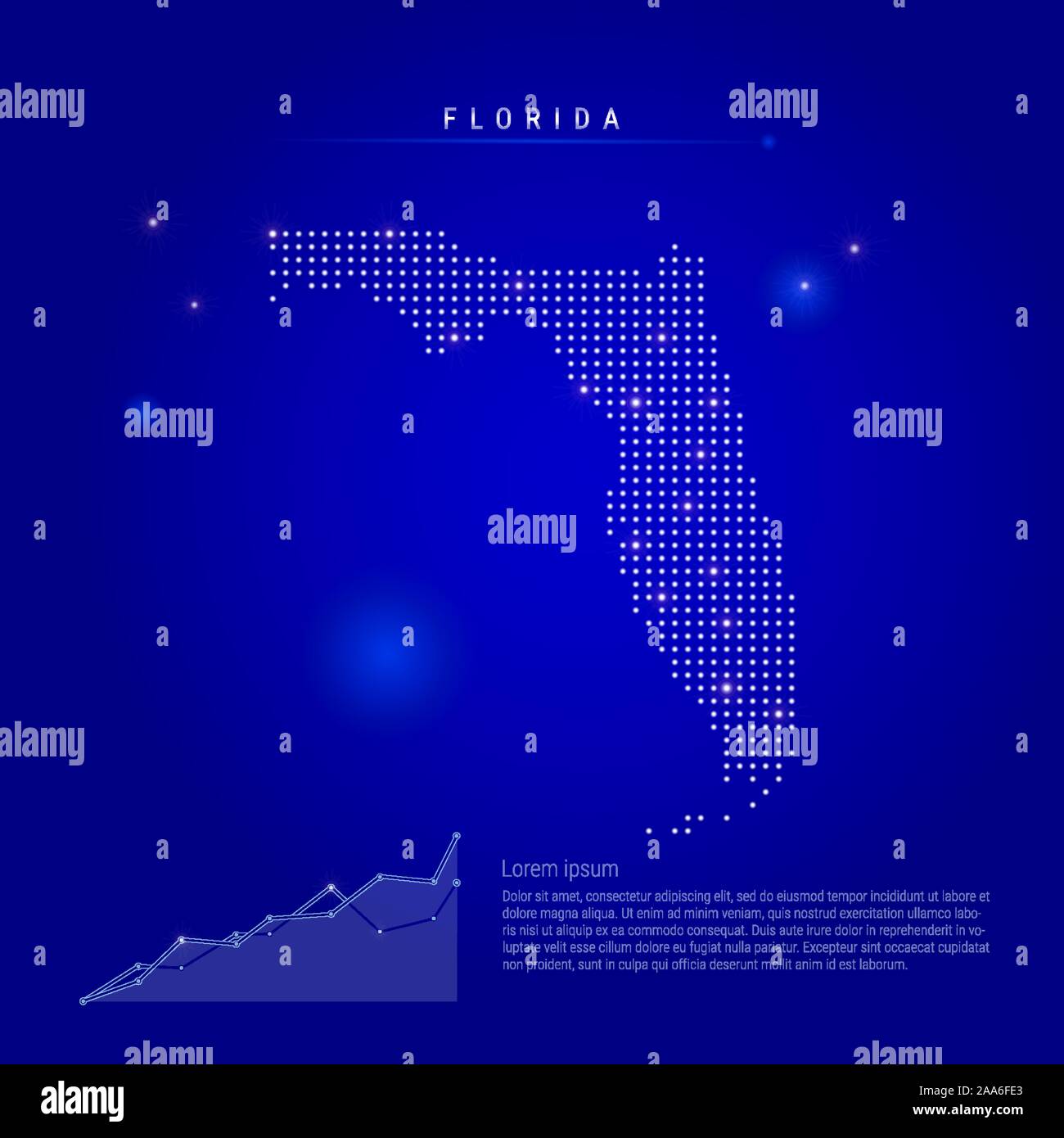 Florida US state illuminated map with glowing dots. Infographics ...