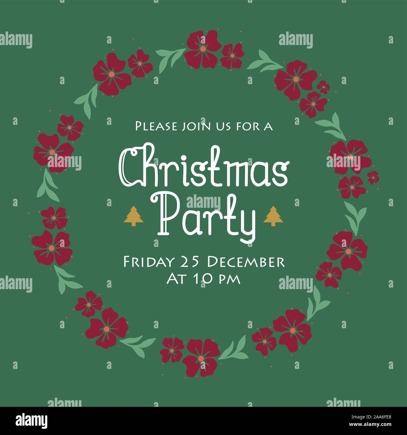 Invitation card christmas party, with ornament decorative of red flower ...