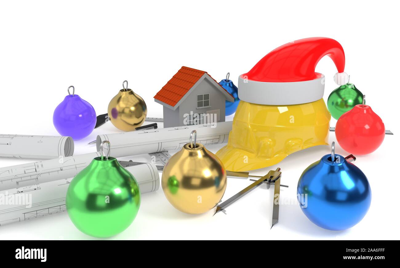 Christmas construction concept, 3d render Stock Photo - Alamy
