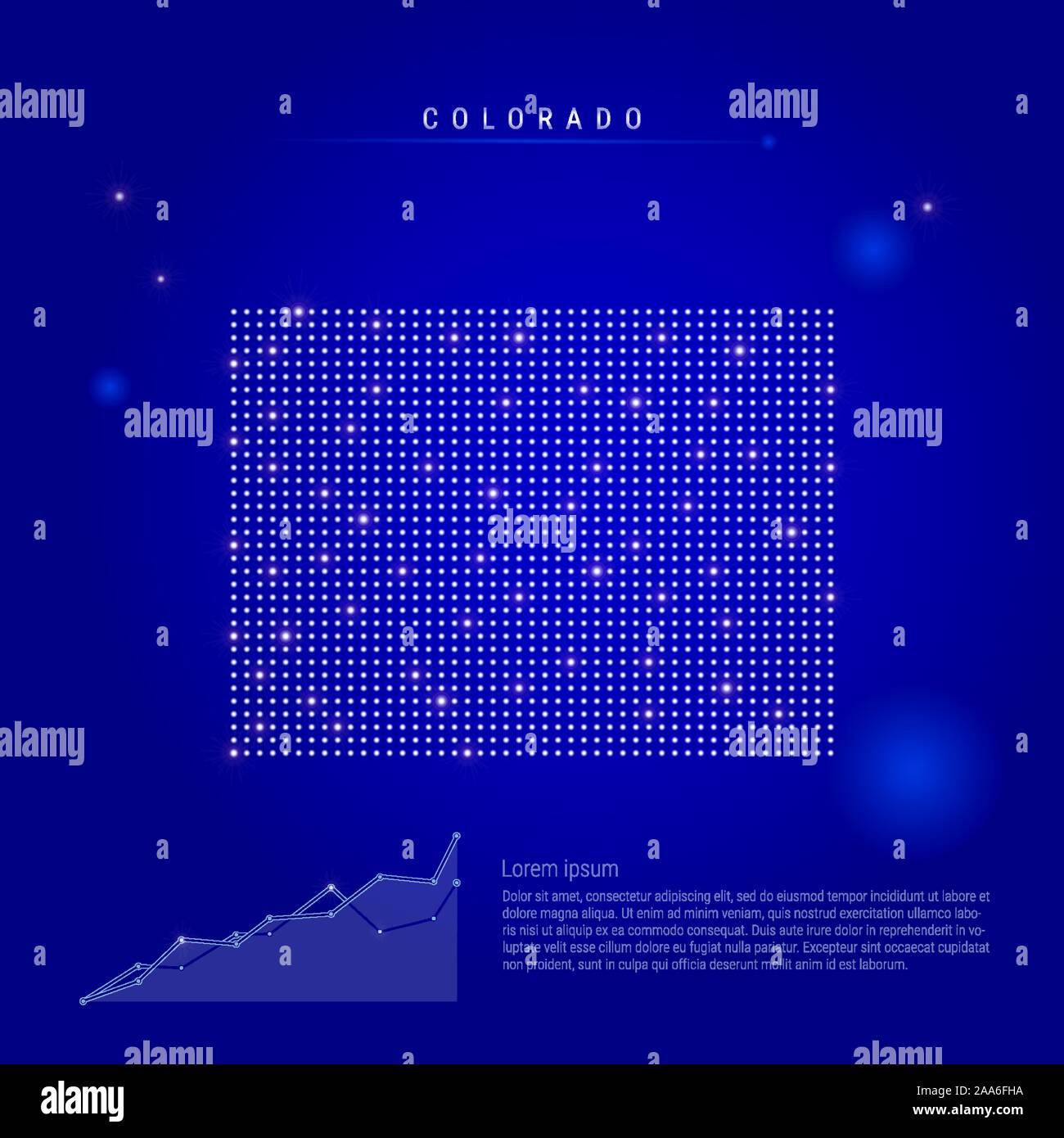 Colorado US state illuminated map with glowing dots. Infographics ...
