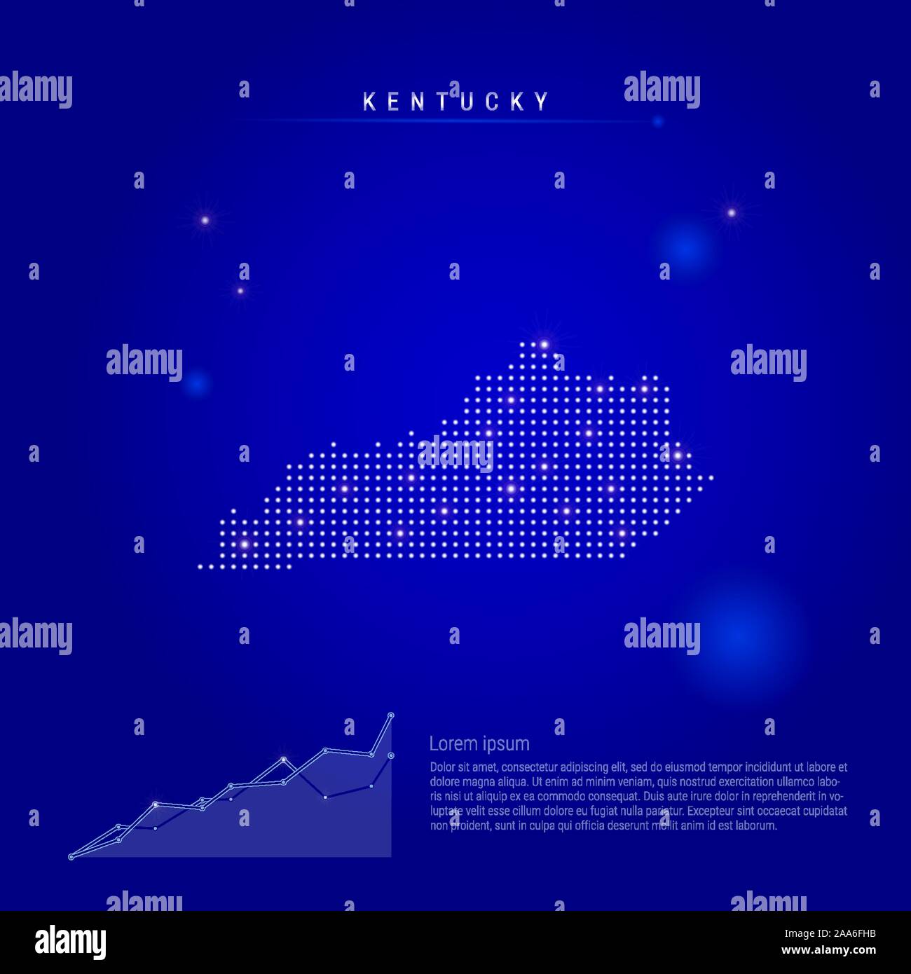 Kentucky US state illuminated map with glowing dots. Infographics ...