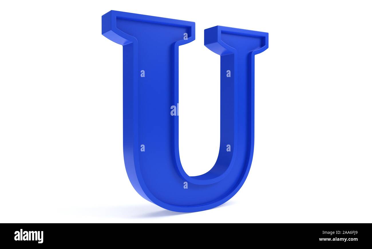 Blue letter U, 3d render Stock Photo - Alamy