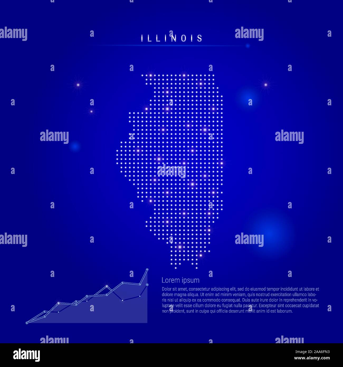 Illinois US state illuminated map with glowing dots. Infographics ...
