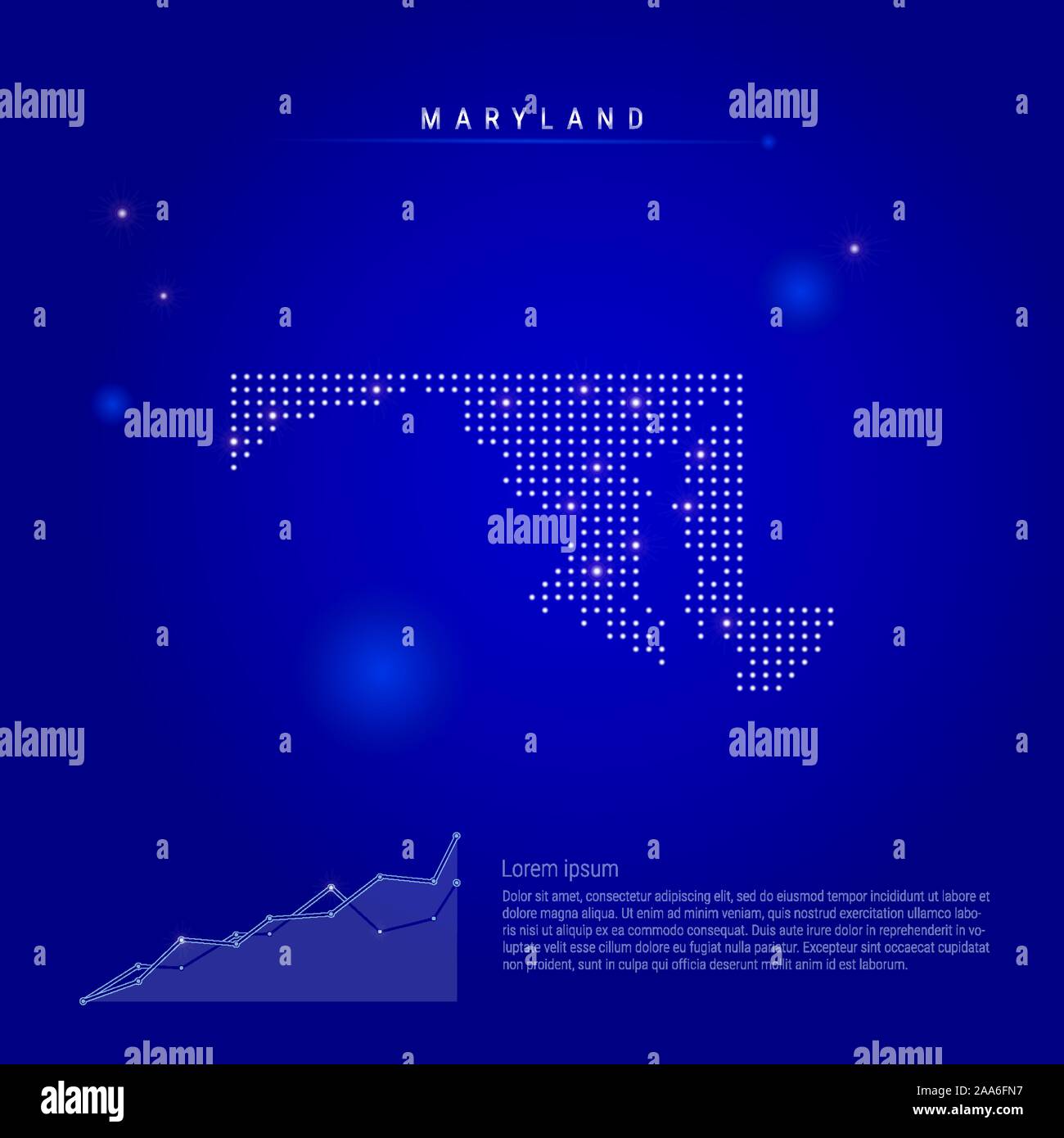 Maryland US state illuminated map with glowing dots. Infographics ...