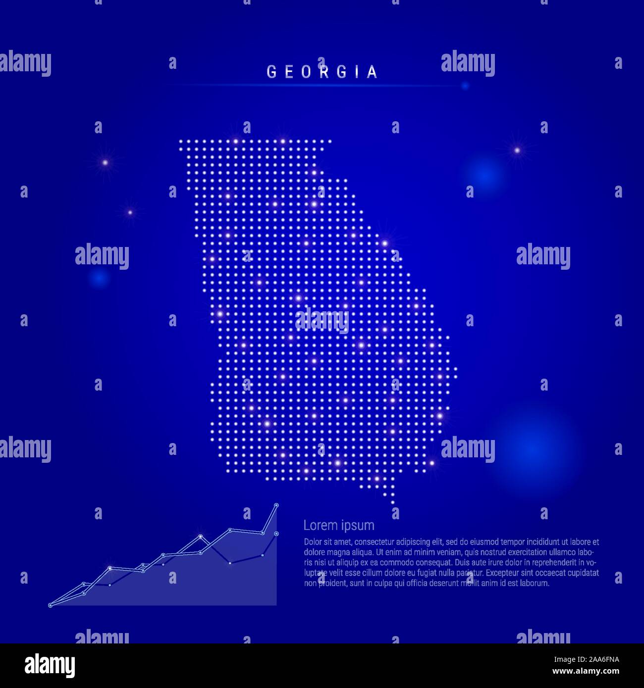 Georgia US state illuminated map with glowing dots. Infographics ...