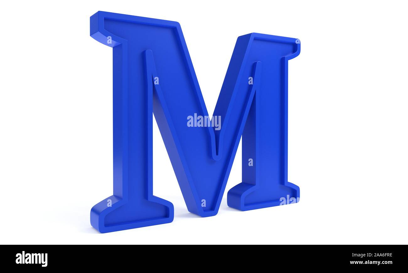 Blue letter M, 3d render Stock Photo - Alamy