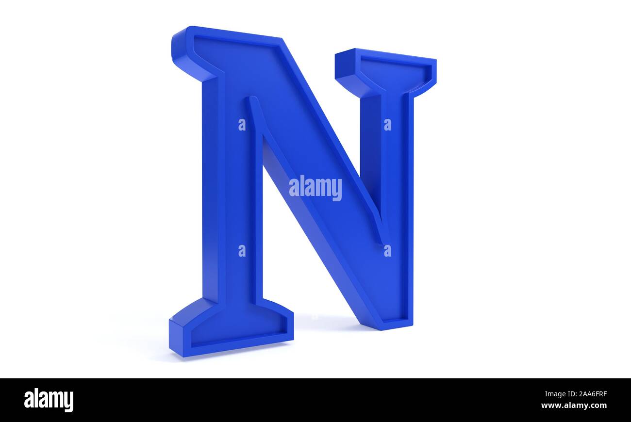 Blue letter N, 3d render Stock Photo - Alamy