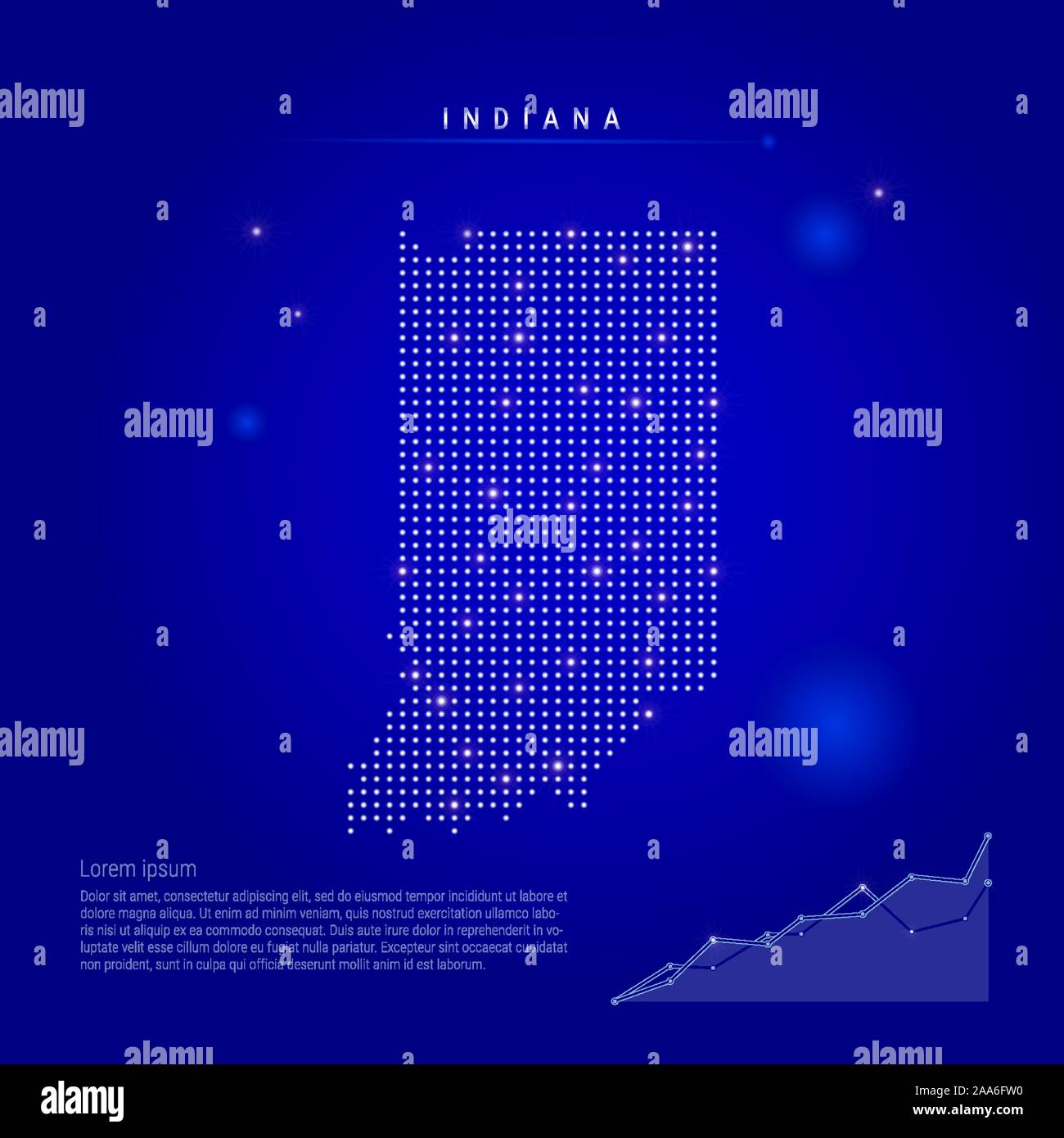 Indiana US state illuminated map with glowing dots. Infographics ...