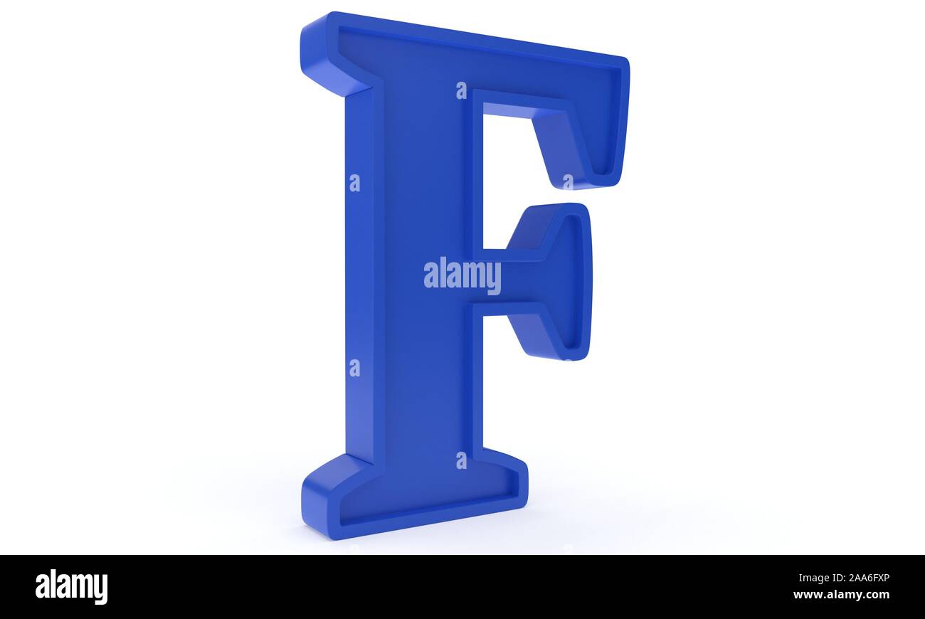 Blue letter F, 3d render Stock Photo - Alamy