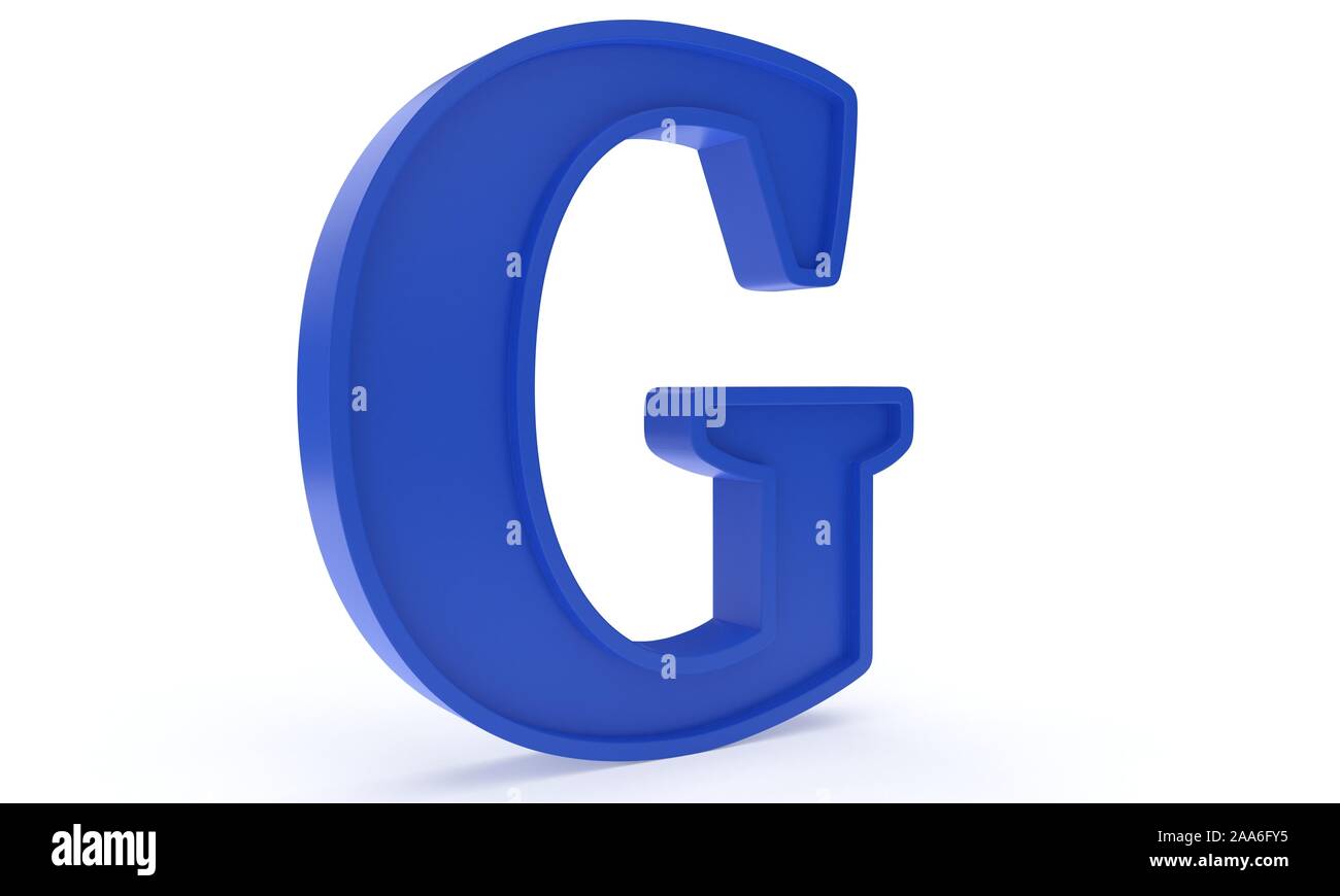 Blue letter G, 3d render Stock Photo - Alamy