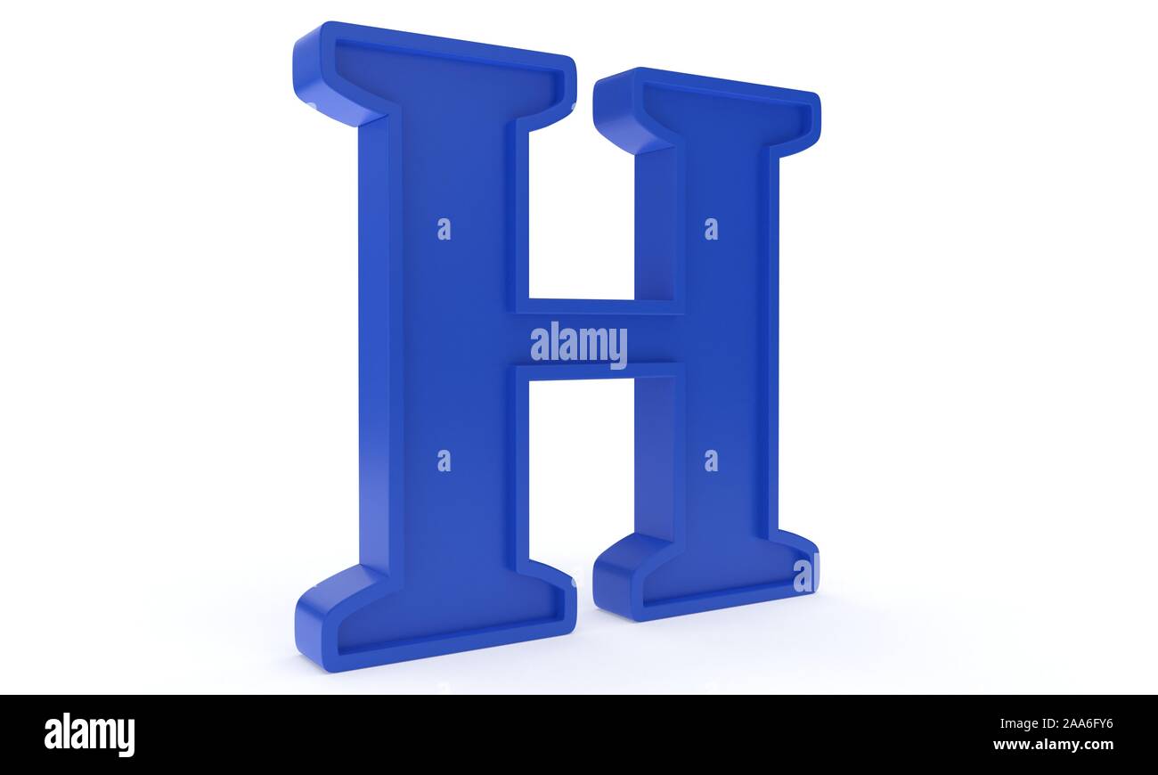 Blue letter H, 3d render Stock Photo - Alamy