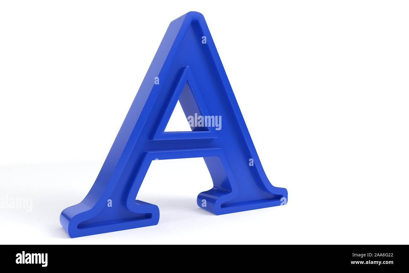 Blue letter A, 3d render Stock Photo - Alamy