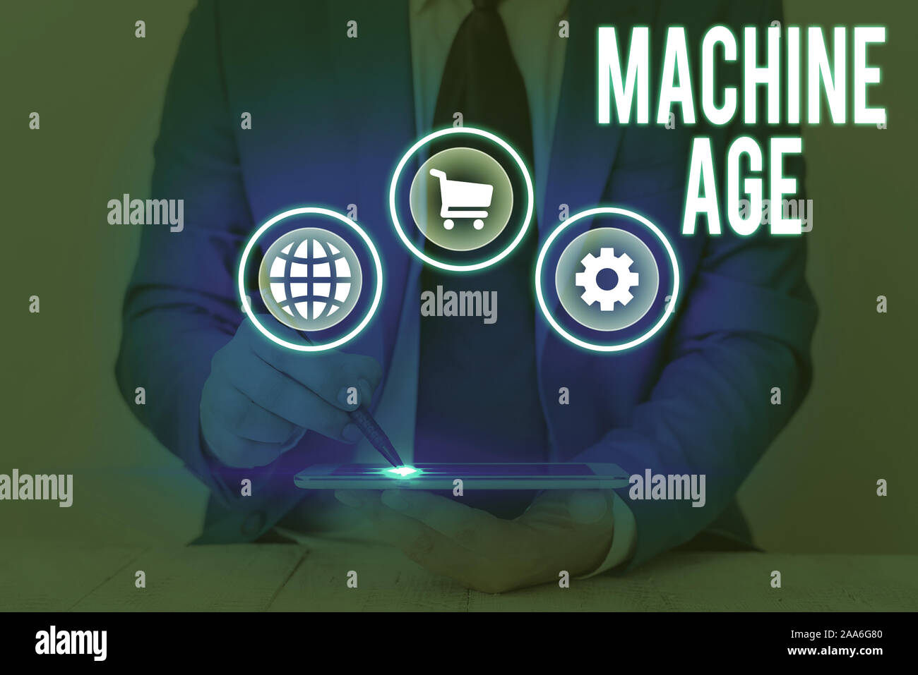 Conceptual hand writing showing Machine Age. Concept meaning period of ...