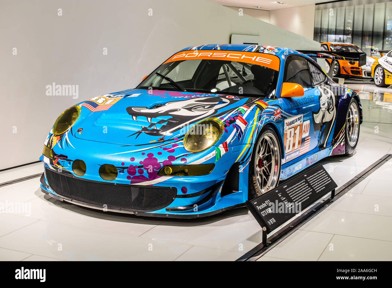 Collection of Porsche cars on display at Porsche Museum in Stuttgart ...