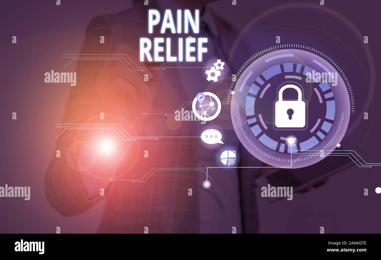 Handwriting text Pain Relief. Conceptual photo Drugs or other methods ...