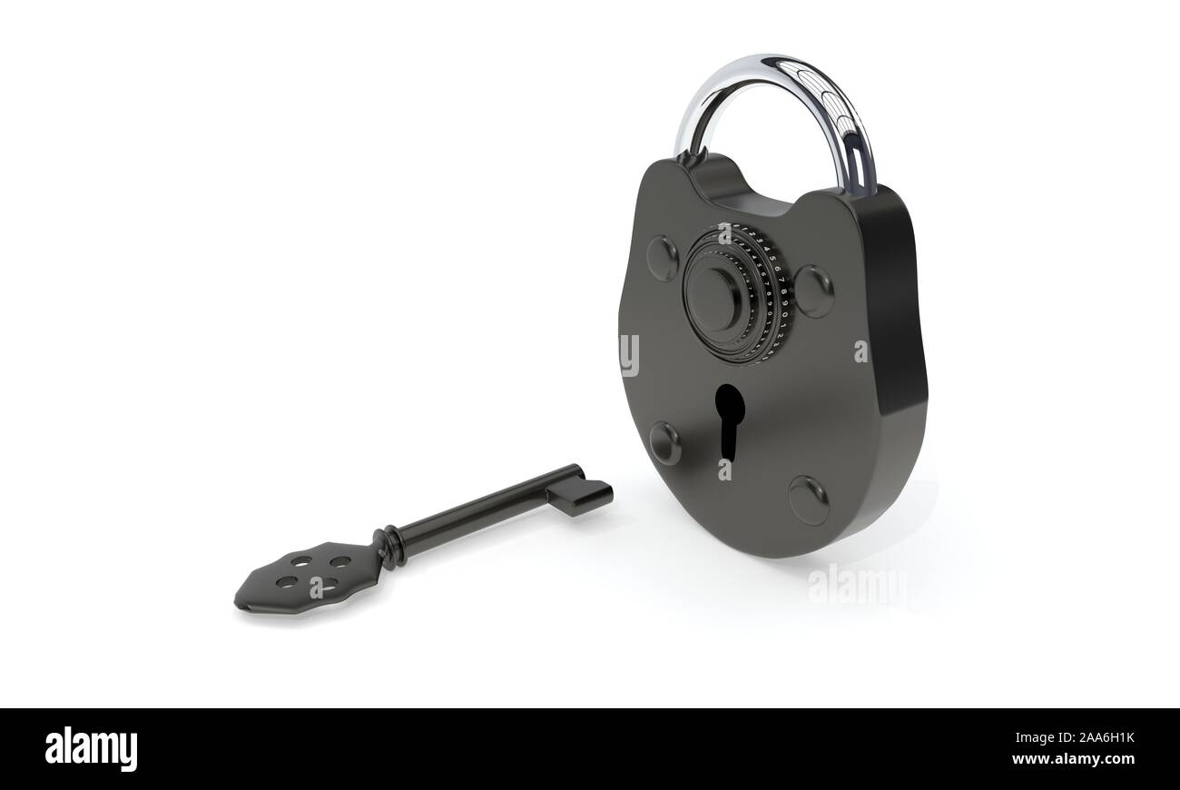 Encrypted lock and key model, 3d render Stock Photo - Alamy