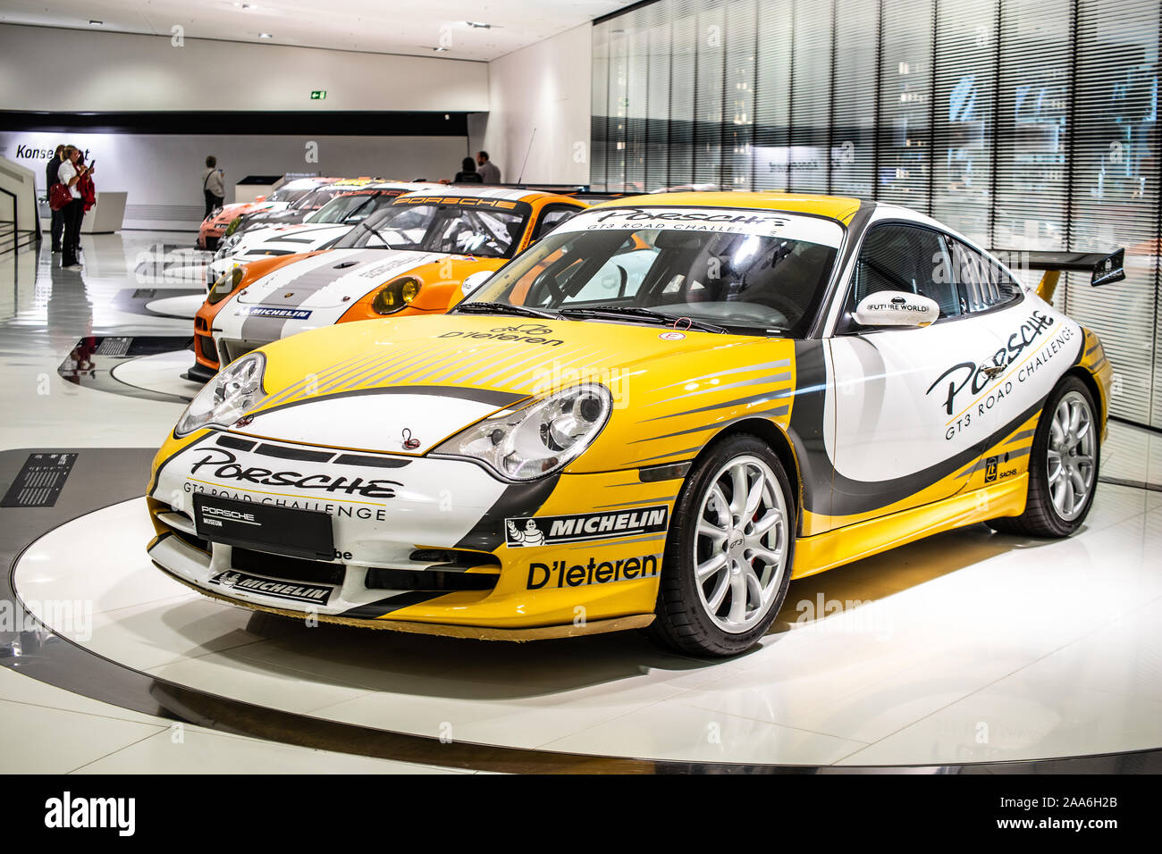 Collection of Porsche cars on display at Porsche Museum in Stuttgart ...