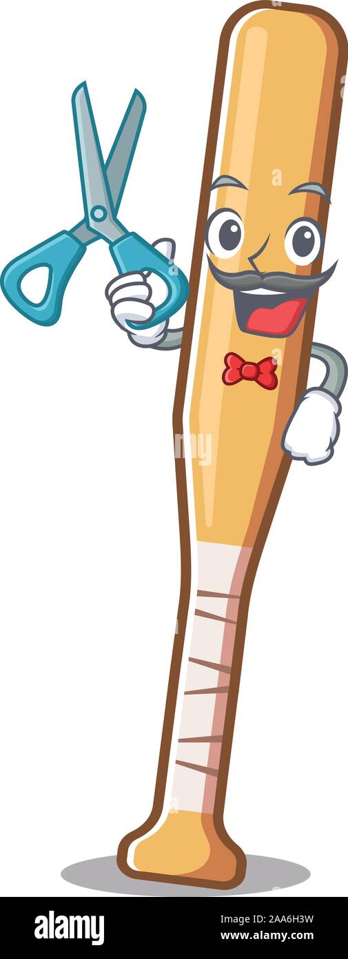 Mascot baseball bat with in barber cartoon Stock Vector Image & Art - Alamy