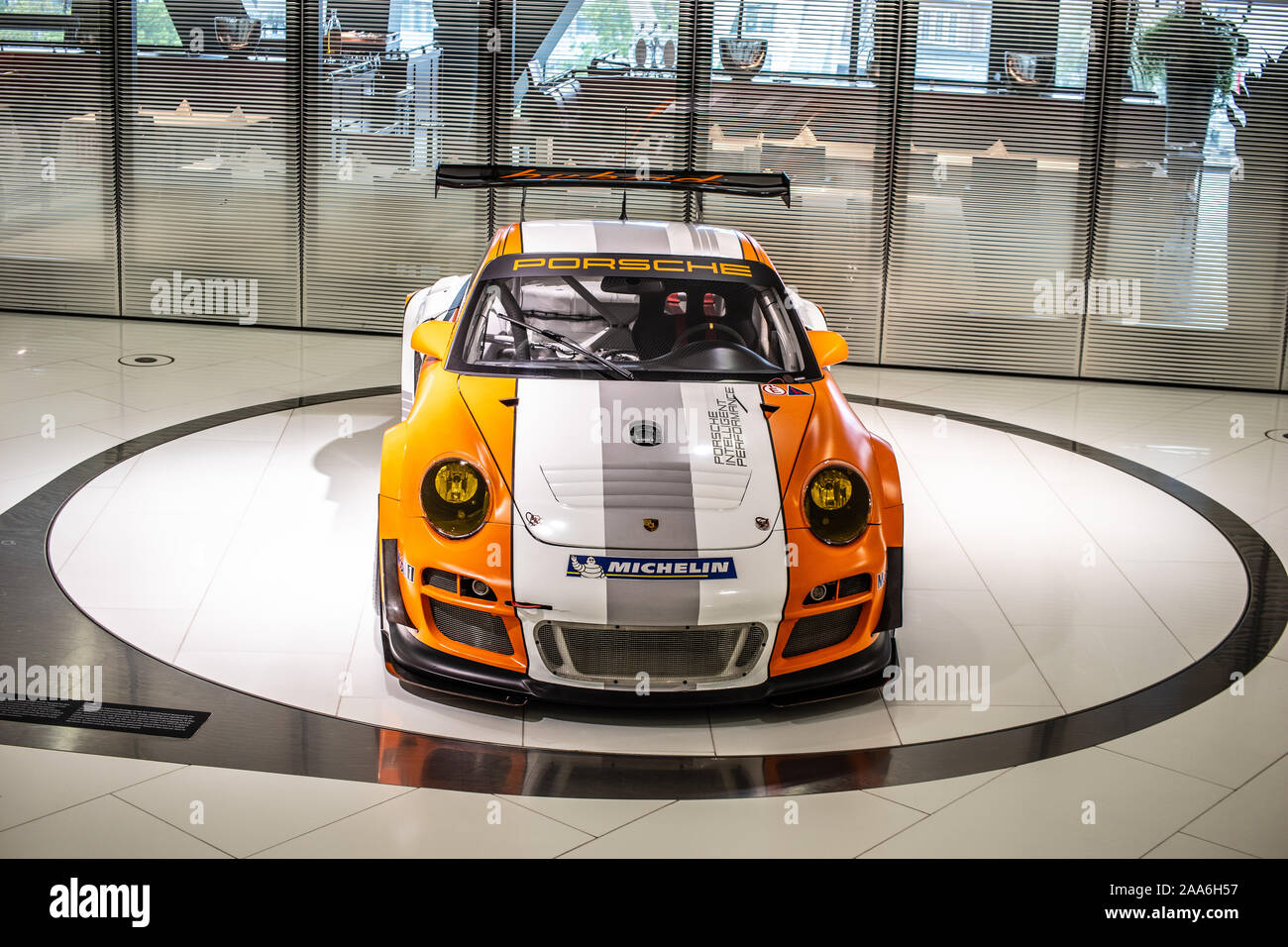 Collection of Porsche cars on display at Porsche Museum in Stuttgart ...