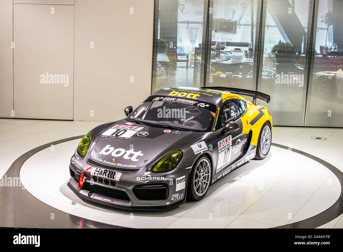 Collection of Porsche cars on display at Porsche Museum in Stuttgart ...