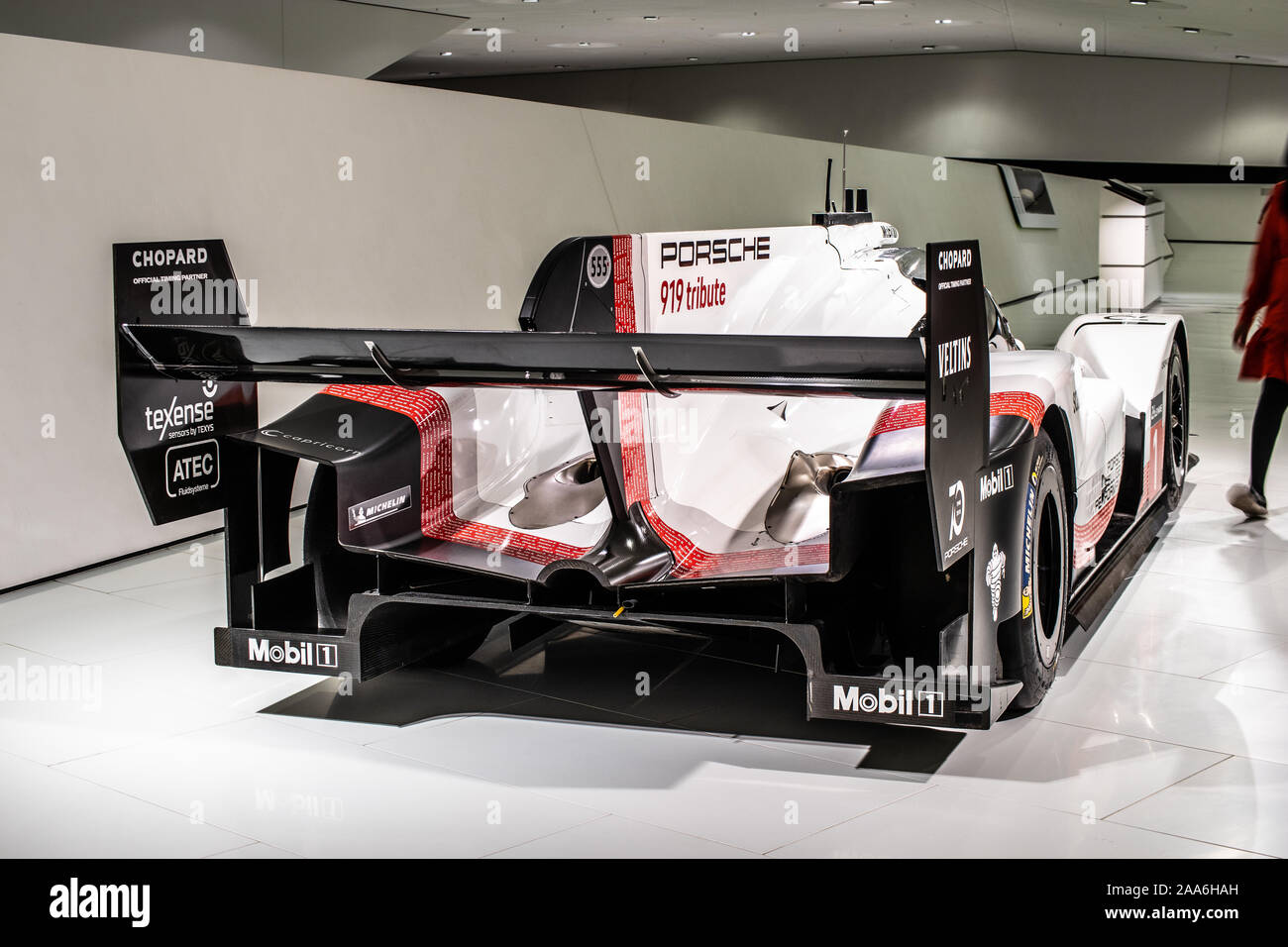 Collection of Porsche cars on display at Porsche Museum in Stuttgart ...
