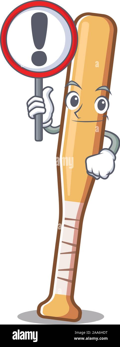 Mascot baseball bat with in with sign warning cartoon Stock Vector ...